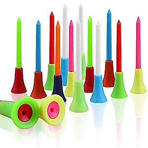 Rubber Cushion Top Plastic Golf Tees mixed colors Pack of 50pcs (3-1/4")