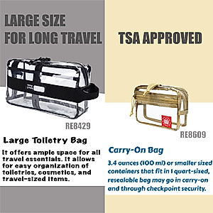 Rough Enough Clear Toiletry Bag Travel Makeup Cosmetic Bags Organizer Case for Toiletries with Zipper Pockets and Handle