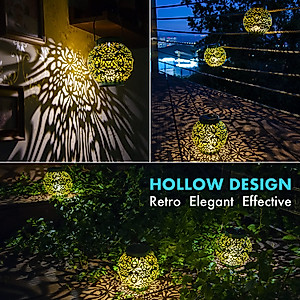 2 Pack Solar Lanterns Outdoor Waterproof, Hanging LED Lanterns on Tree Decor, Decorative Retro Metal Solar Lights Lamp for Table Patio Yard Garden Fence Backyard Porch Pathway Walkway Driveway, (Blue)