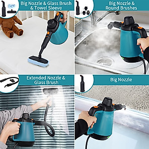 Handheld Steam Cleaner for Home Use, with Steam Lock Button & 10-Piece Accessory Set, Pressurized Steam Cleaner Hand Held, Portable Steamer for Cleaning Car, Tile Grout, Upholstery, Furniture, Shower