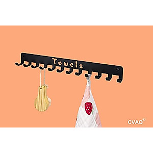 Towel Rack Holder Wall Mount – Towel Rack Hook Bathroom Space Saving and Easy to Install Towel Holder Hooks - The Perfect Addition to Your Bathroom,kichen Home Decor(Black)