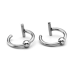 Jovivi 2 pairs 16g Stainless Steel Fake Lip Ear Nose Stud Ring Clip On Cartilage Non Piercing Rings Hoop Gothic