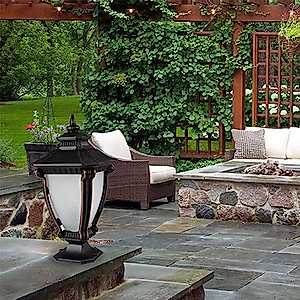 UYTTLHK Simple and Creative Post Light, Country Style Outdoor Post Lights, Industrial Style Lighting Fixture with Frosted Glass Shade, Cast Aluminum E26 Socket Post Lamp Deck Garden