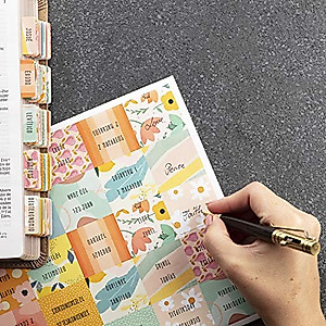 DiverseBee Spanish Bible Tabs (Large Print, Easy to Read), Bible Journaling Book Tabs, Christian Gift, 66 Bible Tabs Old and New Testament, Includes Catholic Books and 9 Blank Tabs - Alegria Theme