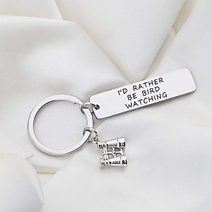 bobauna I'd Rather Be Bird Watching Keychain With Binoculars Charm Ornithology Gift For Ornithologist Bird Watcher (bird watching keychain)