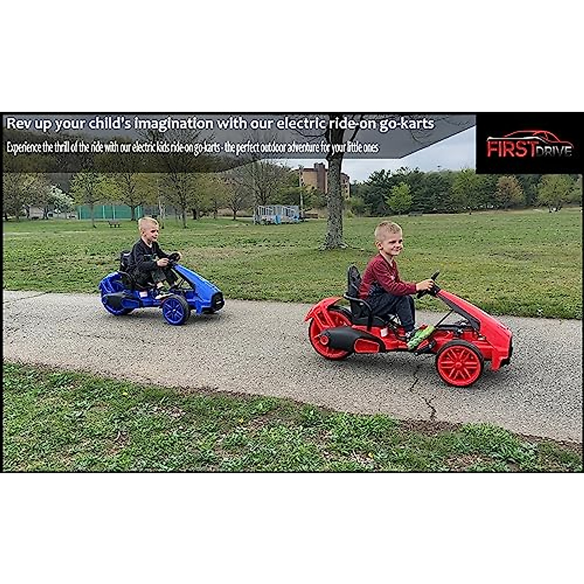 First Drive - Electric Go Kart - Go Kart for Kids - Electric Car for Kids - Ride on Car - Kids' Electric Vehicles, for Boys/Girls (White)