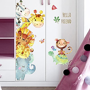 Cartoon Animals Wall Stickers DIY Children Mural Decals for Nursery Kids Baby Room Decor Bedroom Wardrobe Classroom Door Decoration (Animal)