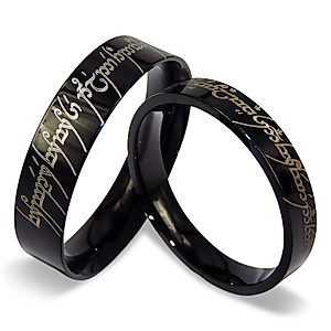 Gemini His and Her Custom Engrave Black Matching Wedding Titanium Rings Set Flat Court Valentine Day Gift