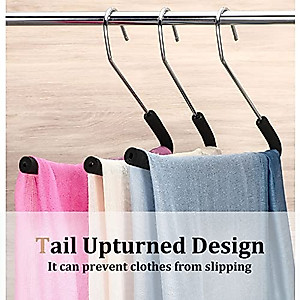 Open Ended Pants Trousers Hangers Foam Coated Pant Hangers Plating Non Slip Anti Rust Chrome Metal Hangers for Closet Easy Slide Pant Jeans Slacks Towel Skirt Organizer, Black (20)