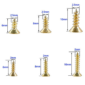 newlng 1200pcs Small Screws Phillips Flat Head Cross Self Tapping Tiny Screw Cabinet Electronic Accessories Screw Multifunctional DIY Micro Woodworking Mini Screw Set Gold