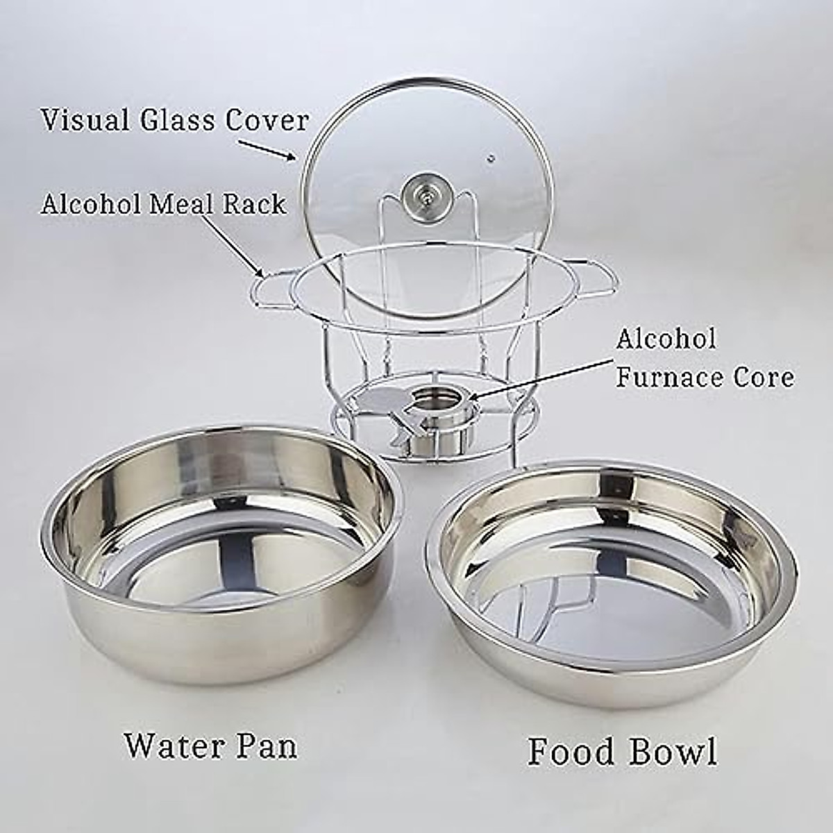 Chafing Dish Set, Stainless Steel Food Warmer with Water/Food Pans and Fuel Holders, Chafing Buffet Server Warming Tray for Kitchen Caterings Banquet Parties