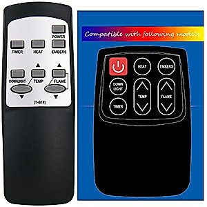 Compatible with Twin Star CHIMNEYFREE ClassicFlame Classic Flame Dura Flame Fireplace Stove Heater Infrared Remote Control 39EB500ARA 39EB500GRA 39EB500GRS (T-B18)