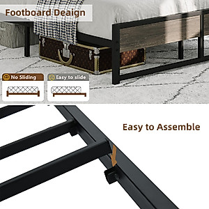 REVOMINCA Twin Bed Frame with Charging Station and LED Lights, Ergonomic Headboard, Metal Platform Bed Frame with Storage Shelves, Heavy Duty Steel Slats, No Noise, Easy Assembly