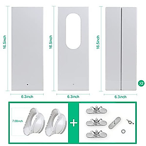 Portable Air Conditioner Window Kit, Adjustable AC Vent Kit PVC Seal with Dua Side Coupler Inner 5.1"Hose, Window Vent Kit Plate for AC Unit for Vertical Horizontal Window