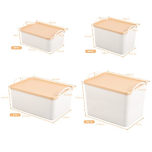 ANMINY 8PCS Plastic Storage Bins Containers with Lids, Large White Storage Organization Bins Boxes, Lidded Plastic Storage Baskets for Closet Shelves Drawers Desktop Home Office, Wheat Lids
