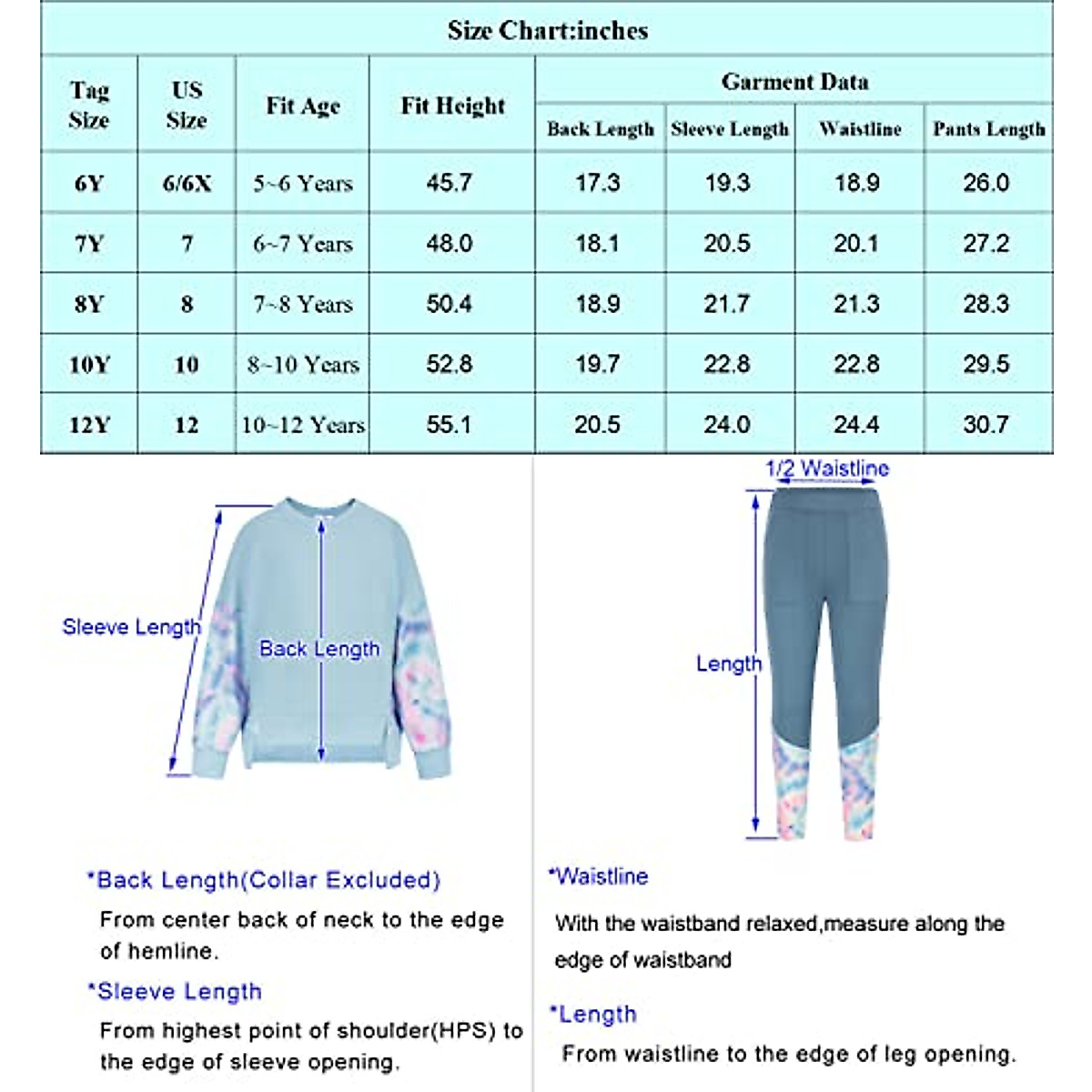 Danna Belle Kids Long Sleeve T-Shirt and Pants Set Top Leggings Outfits for Girls 8-10 Years
