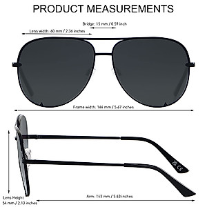 ANDWOOD Oversized Aviator Sunglasses for Women Men Big Large UV Protection Pilot Sun glasses Double Bridge Black Shades
