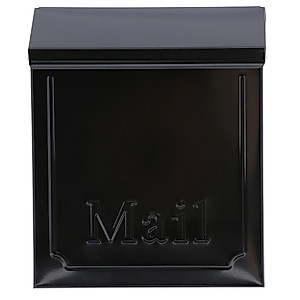 ARCHITECTURAL MAILBOXES Townhouse Vertical Small Capacity, Galvanized Steel Wall Mount Mailbox, 4.1 x 8.6 x 10.1 inches, Black