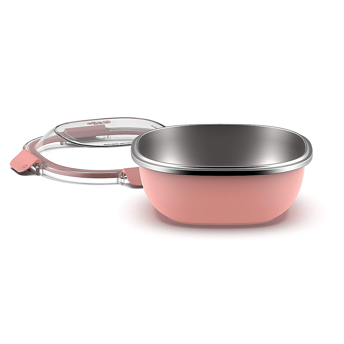 Ello Stainless Steel Lunch Bowl Food Storage Container with Leak-Proof Lid, 6.5 Cup, Peach