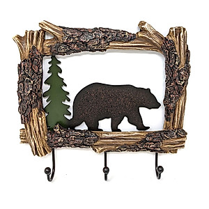 BestGiftEver Rustic Bear & Log Accent Coat Rack | Wall Mounted Hooks for Coats, Keys & Towels | Wildlife Cabin Decor | Decorative and Functional | for Nature Lovers