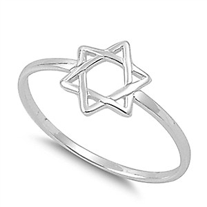 Star of David Religious Unique Ring New .925 Sterling Silver Band Size 6