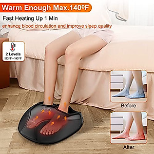 COMFIER Foot Massager Machine with Heat, Shiatsu, Keading Rolling Compression Feet Massager for Plantar Fasciitis, Neuropathy, Gifts for Women,Men Fits up to Men Size 13, Foot Warmer Massager,