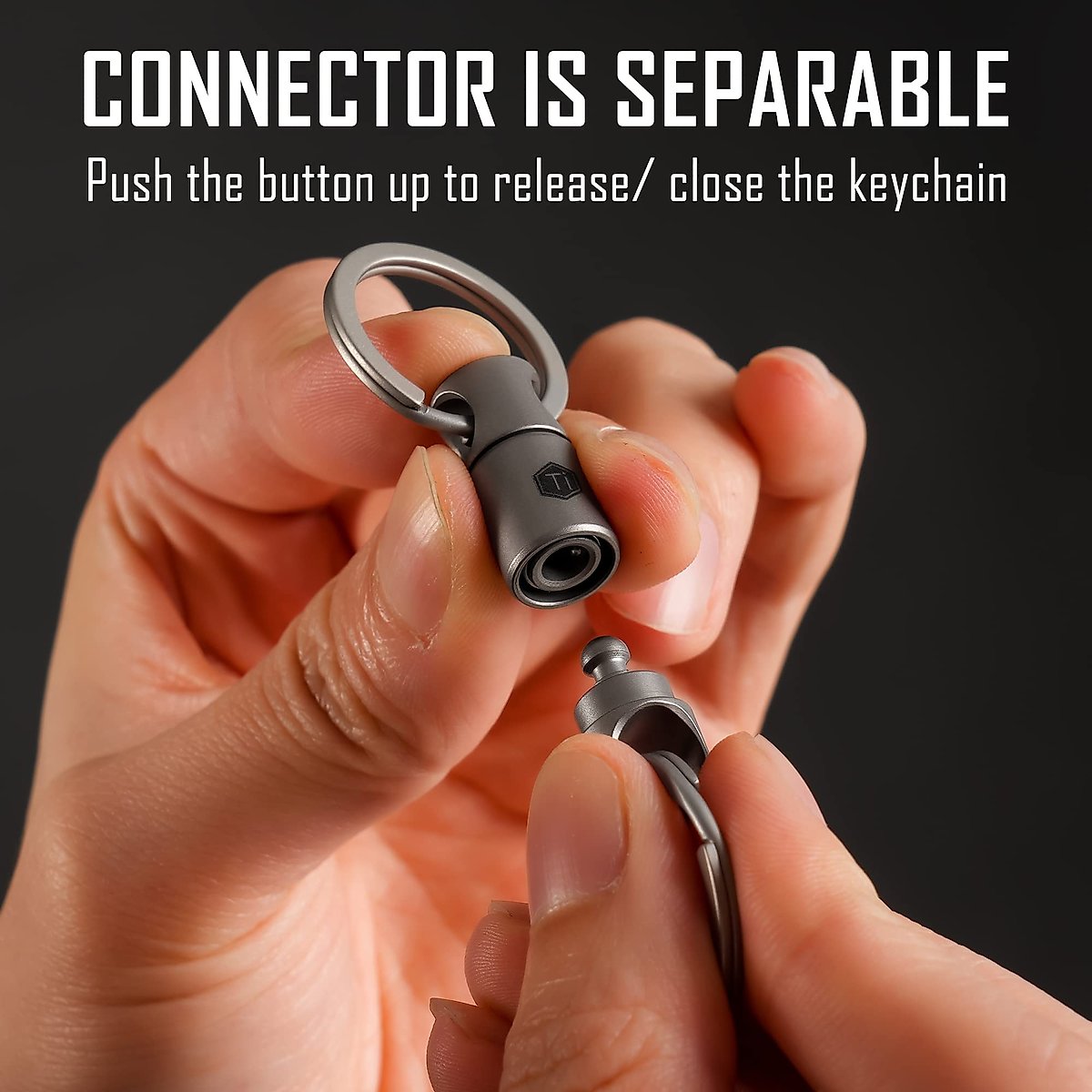 KeyUnity KA24 Detachable Key Ring Connector, Double-end Swivel Keychain Titanium Rotatable Key Organizer Linker for Carabine