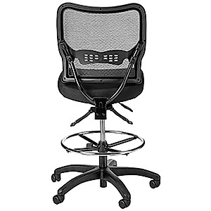 SPACE Seating Deluxe AirGrid Back with Mesh Seat, Adjustable Footring, Dual Function Control and Nylon Base Drafting Chair, Black