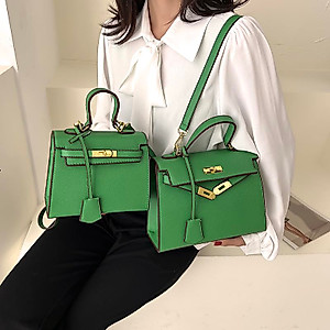 JBB Crossbody Bags for Women Trendy Cute Purse Top Handle Clutch Handbag Structured Satchel Purses Shoulder Bag PU Leather Green