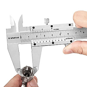 Spurtar Stainless Steel Vernier Caliper 6 inch / 150mm Caliper Measuring Tool 1/128in 0.05mm High Precision Manual Caliper Pie de Rey - Calipers Non Digital