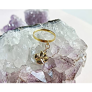 14K Gold-Filled Puppy Paw Charm Ring, 14K Gold-Filled Ring, Smooth Textured Thin Band, Animal Pet Lovers Gift, Jewelry Inspirations