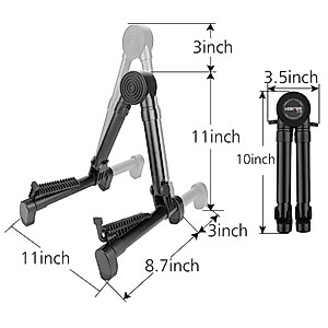 Eison Folding Guitar Stand,Lightweight Adjustable Floor Guitar Holder with 8 Guitar Picks,Portable A Frame Aluminium Music Stand for Acoustic Electric Guitars, Bass, Violin, Ukulele, Mandolin,Banjo