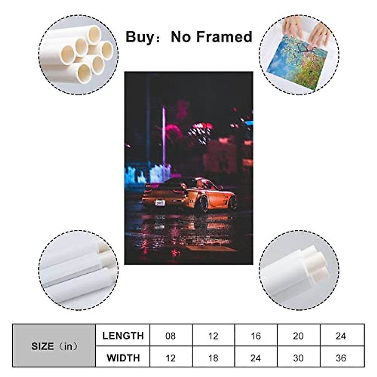 Car Poster JDM Japae Car Rx-7 Poster Decorative Painting Canvas Wall Posters And Art Picture Print Modern Family Bedroom Decor Posters 12x18inch(30x45cm)