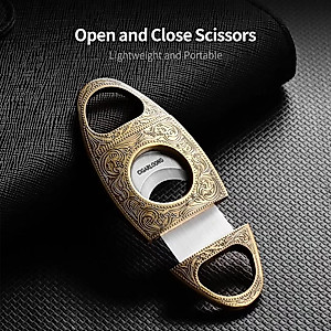 CIGARLOONG Cigar Cutter Bronze Classic Double Cut Blade Cigar Guillotine (Silver+Black)