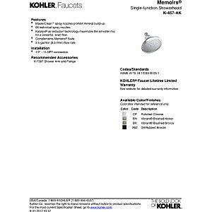 Kohler K-457-AK-CP 5-1/2" 1-Function Spray Shower 2.5GPM Chrome