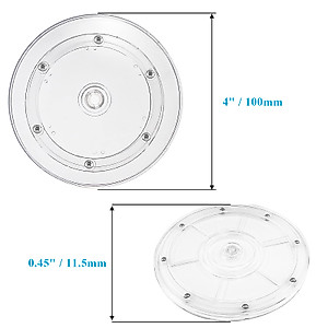 Jersvims 2Pcs 4 Inch Acrylic Turntable Platter, Transparent Turntable Organizer Round Rotating Plate for Kitchen Pantry Cabinet Desk Rack Spice Cake Cookie Decorating