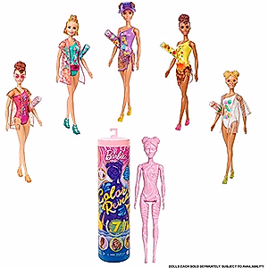 Barbie Color Reveal Doll & Accessories, Sand & Sun Series, 7 Surprises, 1 Barbie Doll (Styles May Vay)