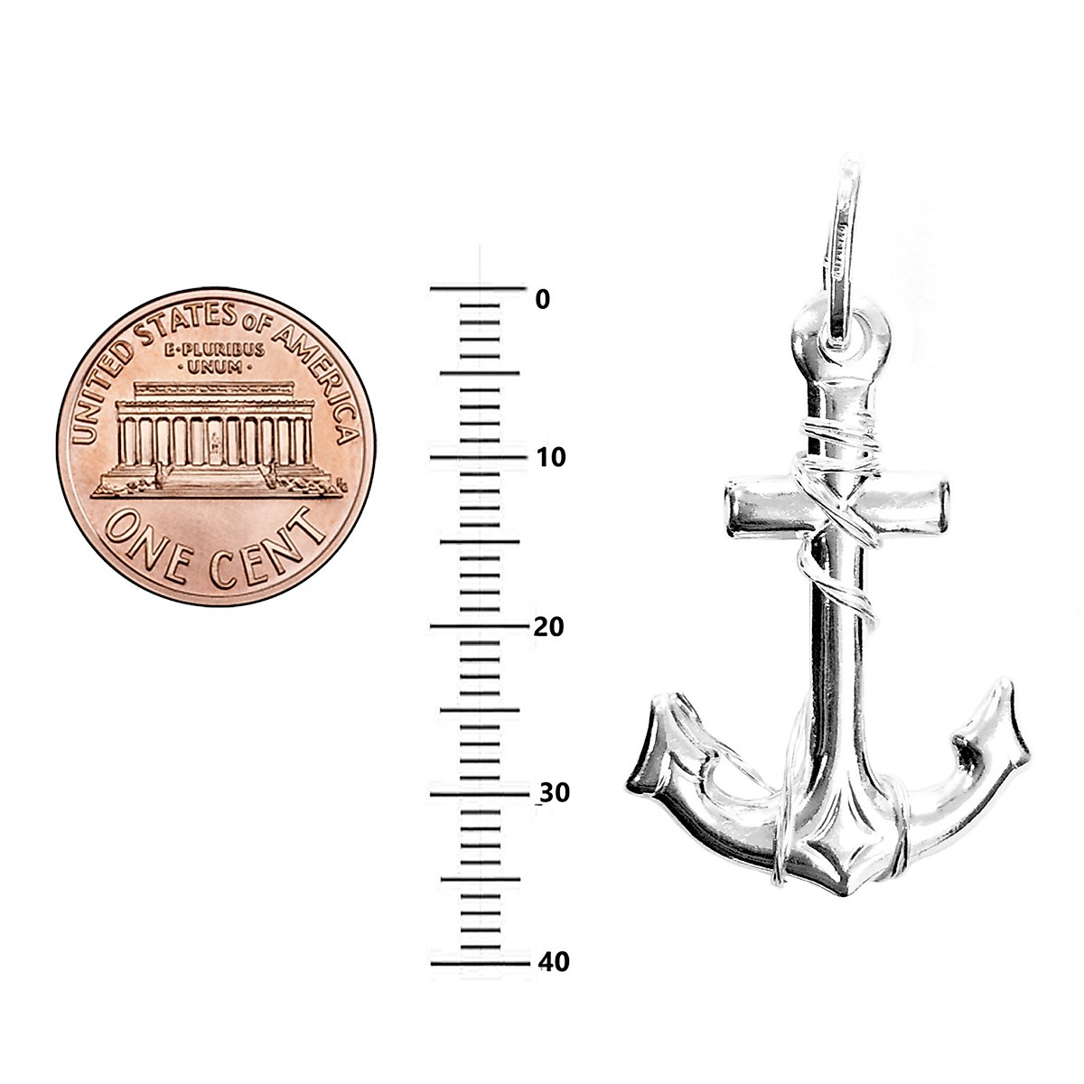 Ritastephens Sterling Silver Cross Marine Anchor Pendant Charm Necklace 24" Large