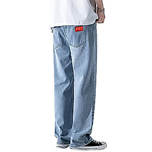 PARVENZA Men's Regular Jeans Classic Denim Pants Straight Trousers (DY05,3XL)