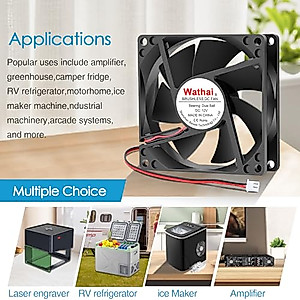 Wathai 80mm x 25mm 12 Volt Fans DC Brushless Cooling Fan 12V Dual Ball 2Pin for DIY Small Project Cooler 2 Pack