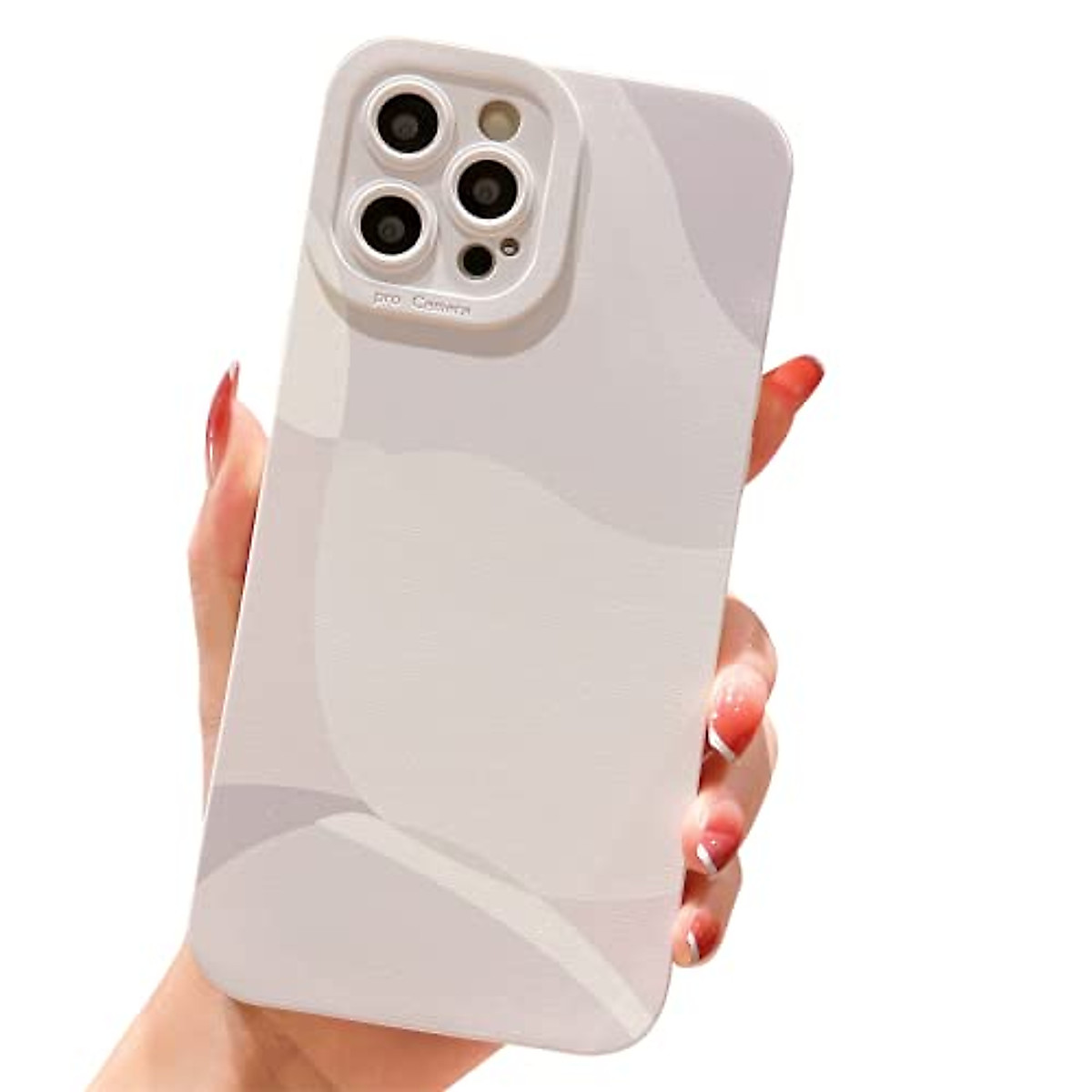 YKCZL Compatible with iPhone 13 Pro Case 6.1 Inch, Cute Painted Art Full Camera Lens Protective Slim Soft Shockproof Phone Case for Women Girl-White
