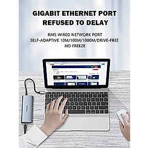 USB C Hub, HANRICO USB-C Laptop Docking Station 11 in 1 Compatible for MacBook Pro/Air, Ipad, MateBook, PC, Flash Drive, Mobile HDD, Phone and More TypeC Devices(USB,PD,HDMI,RJ45,SD,TF,VGA,3.5mm)