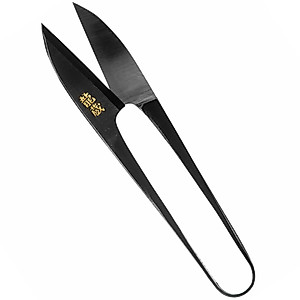 KAKURI Thread Snips Japanese Nigiri Thread Scissors for Sewing, Spring Action Self Opening Thread Cutting Tool, Sharp Japanese Carbon Steel 105mm Black, Made in JAPAN