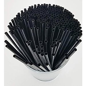 MRMX Brand 1,000ct Black Plastic Sipping Stir Straws for Coffee, Cocktail drinks 5.25" long comes in a Reclosable Poly Zip Lock Bag
