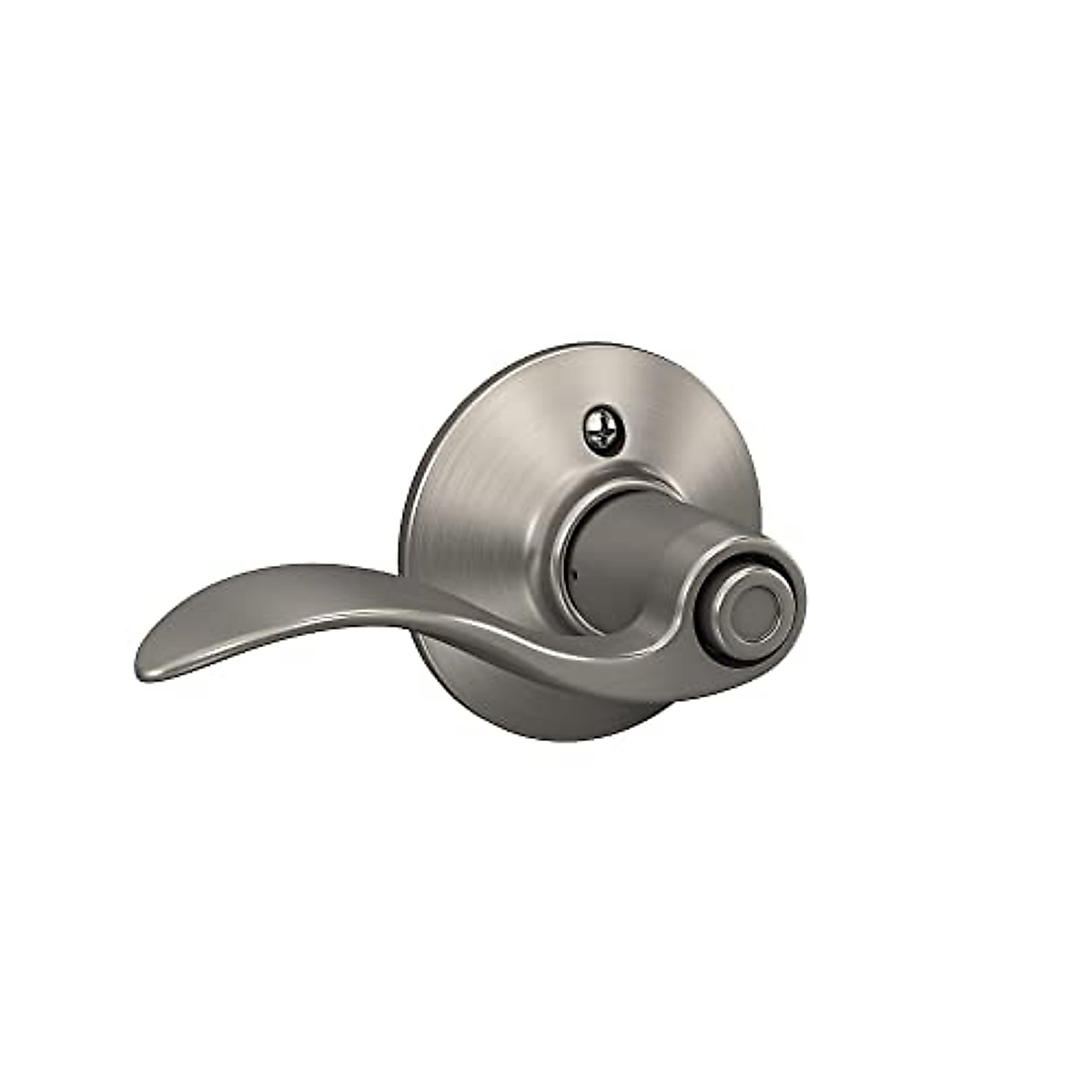 Schlage F40 V ACC 619 Accent Door Lever, Bed & Bath Privacy Lock, Satin Nickel, 5.5"L x 2.25"W