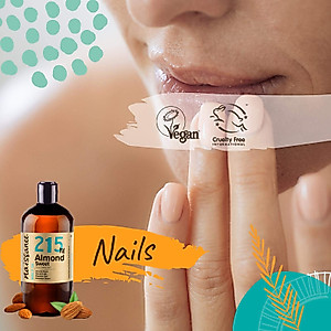 naissance Sweet Almond Oil 16 fl oz - Pure & Natural, Vegan, Non GMO, Hexane Free, Cruelty Free - Ideal for Haircare and Skincare, Aromatherapy & Massage