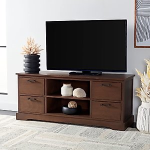 SAFAVIEH Home Collection Filbert Brown 4-Drawer Entertainment Media Stand up to 55" Flatscreen TV (Fully Assembled)