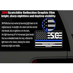 Reflective Berkeley County South Carolina SC Thin Blue Line Stealthy Old Glory USA Flag | Honoring Law Enforcement Officers Sheriffs | County State Decal Bumper Sticker 3M Vinyl 3" x 5"