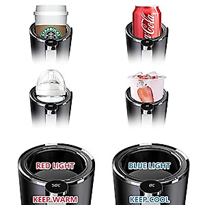 GEEZO 12V/24V Smart Temperature Control Travel Coffee Mug for Car/Truck,Electric Heated Travel Mug 450ML Stainless Steel Tumbler Smart Heating Cup Keep Milk Warm LCD Display Easily Washing Safe