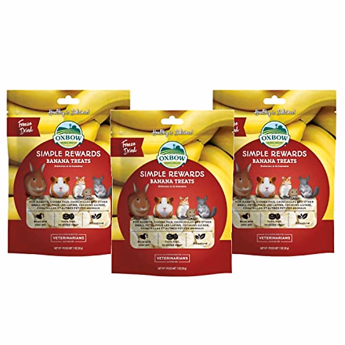 Oxbow SIMPLE REWARDS Treats - Rabbits Guinea Pigs Chinchillas BANANA 1 oz 3 PACK